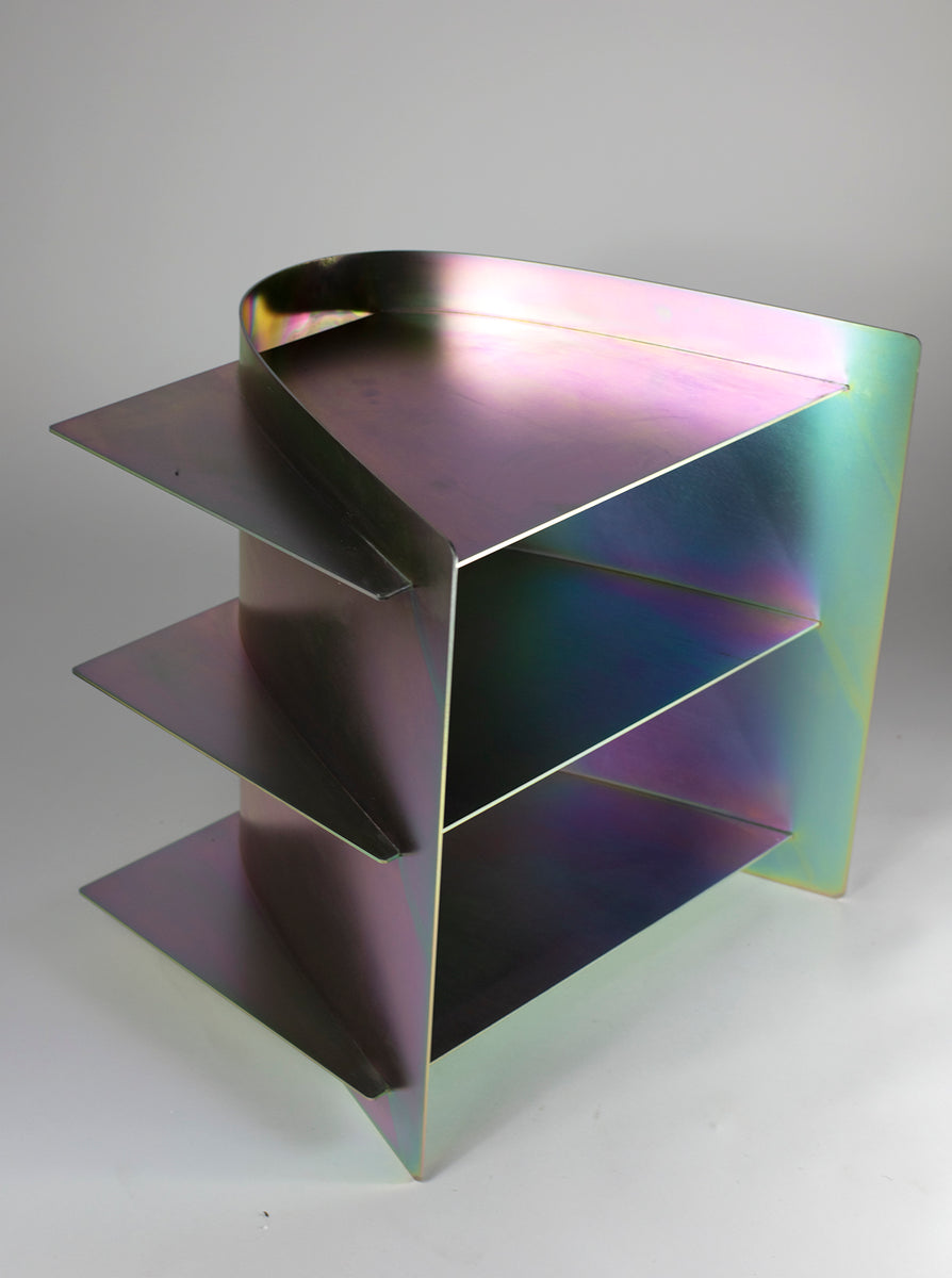 Tension Side Table in Iridescent Zinc by Paul Coenen – Maiden Name