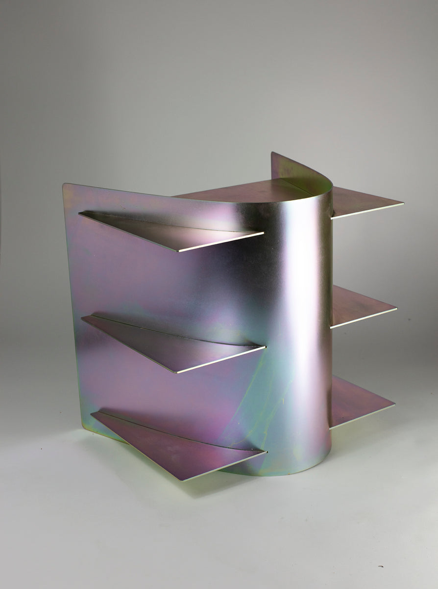 Tension Side Table in Iridescent Zinc by Paul Coenen – Maiden Name